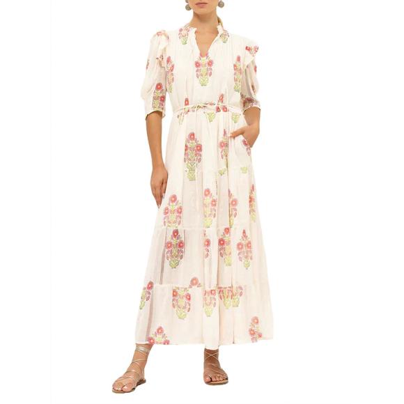 Oliphant | Dresses | New Oliphant Pintuck Ruffle Maxi Dress In Pink ...